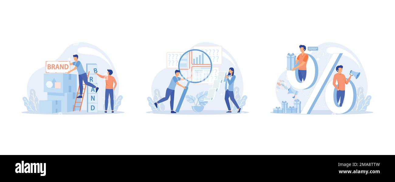 Création de marque d'entreprise. L'équipe construit une nouvelle marque ...