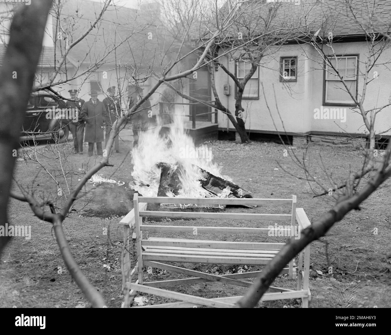 Police burn the mattress on which Leila Adele Welsh, 24 year old ...