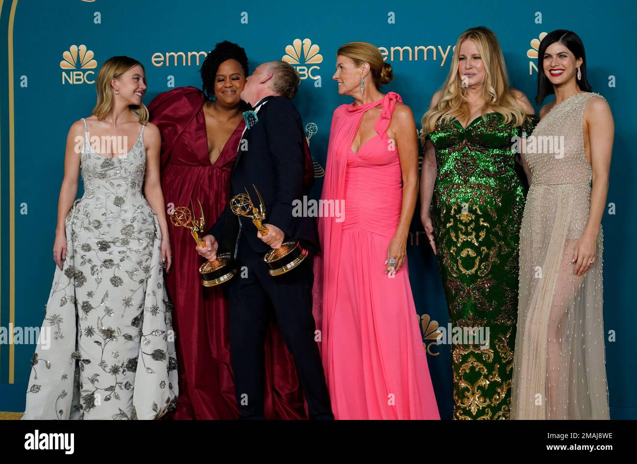 Mike White, third left, winner of the Emmys for outstanding directing ...