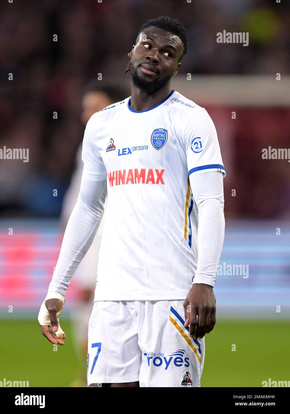 LILLE - Mama Balde d'Estac Troyes lors du match de la Ligue française 1 ...