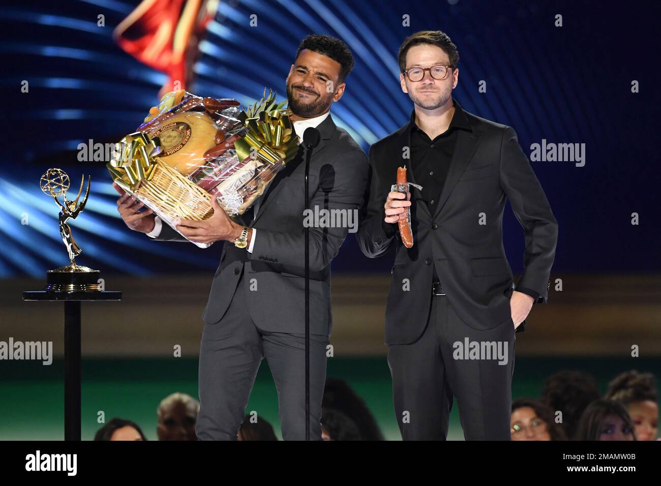 EXCLUSIVE - Ryan Broussard, left, and James Caverly speak on stage ...