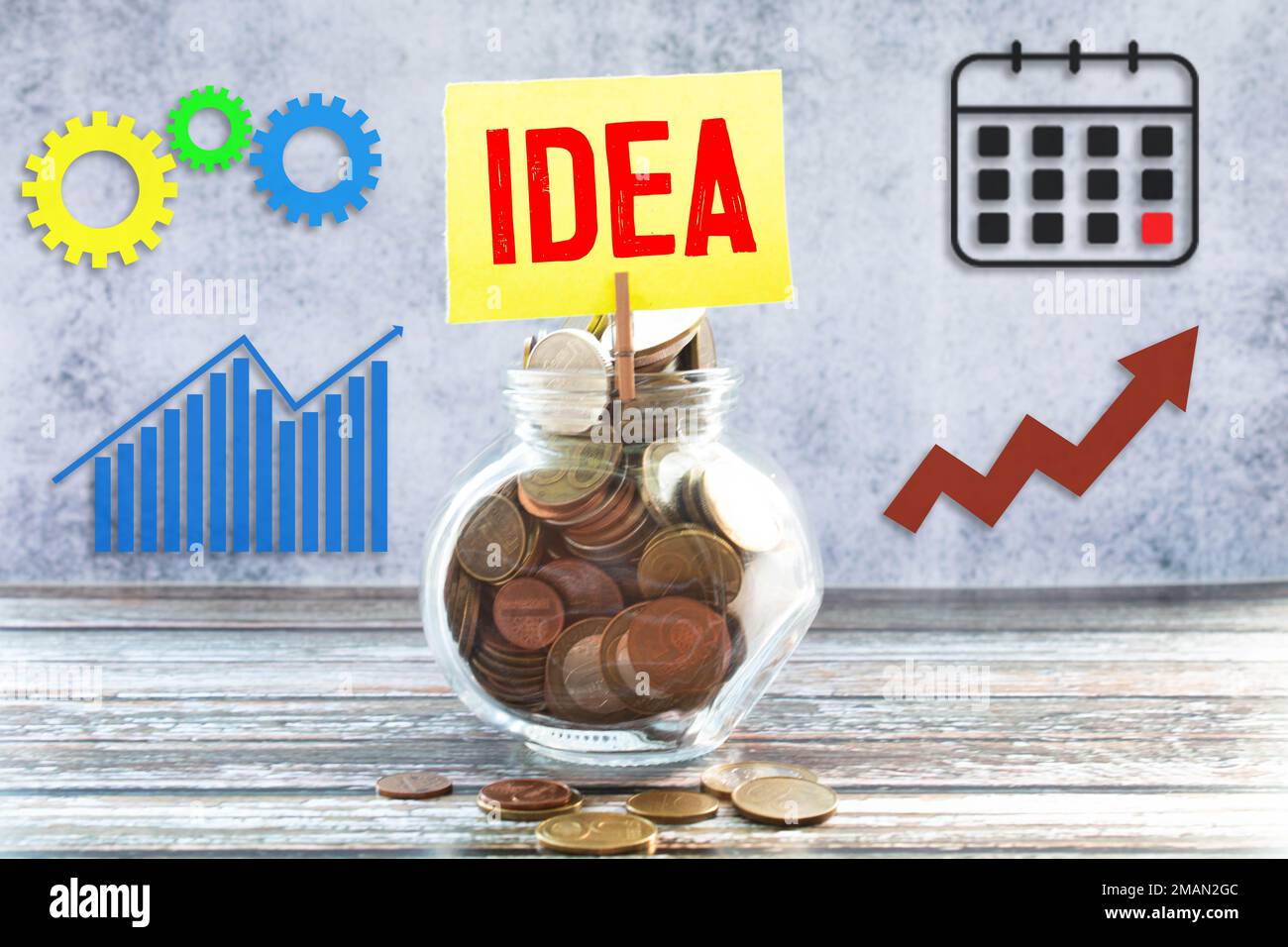Ampoule avec un diagramme sur bloc de bois avec idées de mot, concept ...
