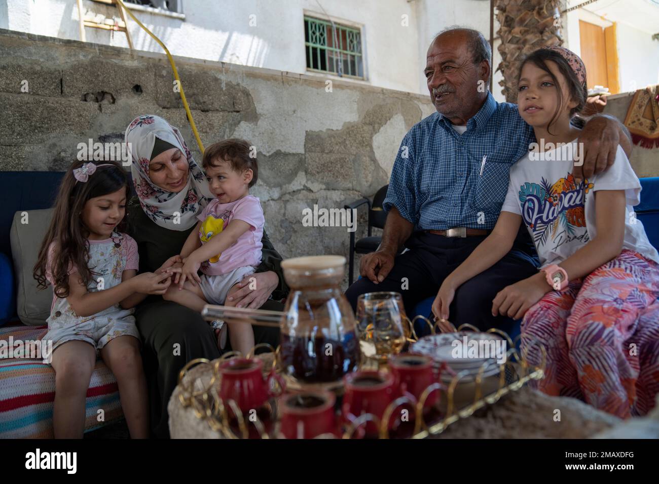 Family members of Khalil Awawdeh, a Palestinian prisoner in Israel ...