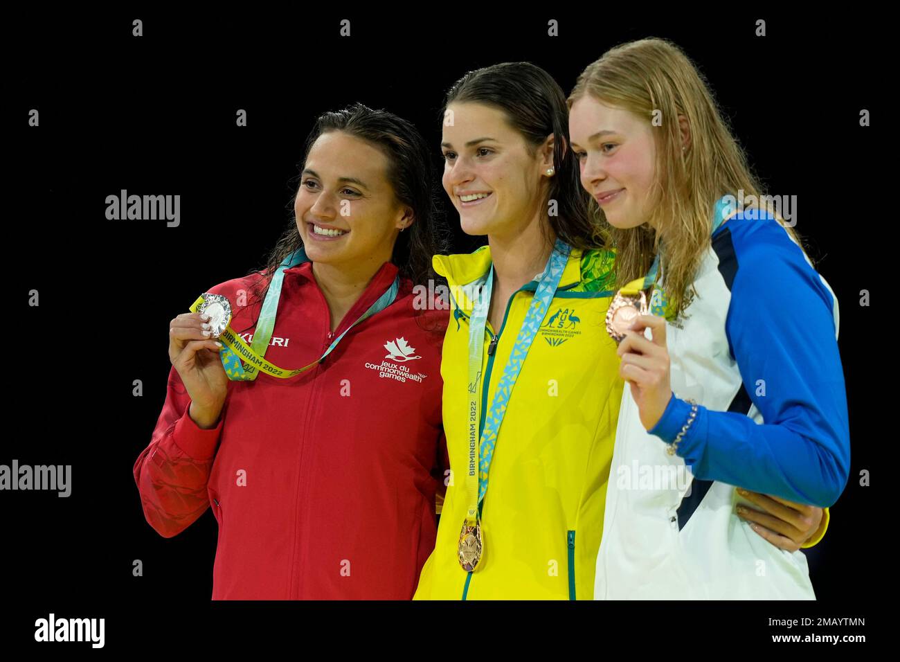 Silver medalist Kylie Masse of Canada, gold medalist Kaylee McKeown of ...