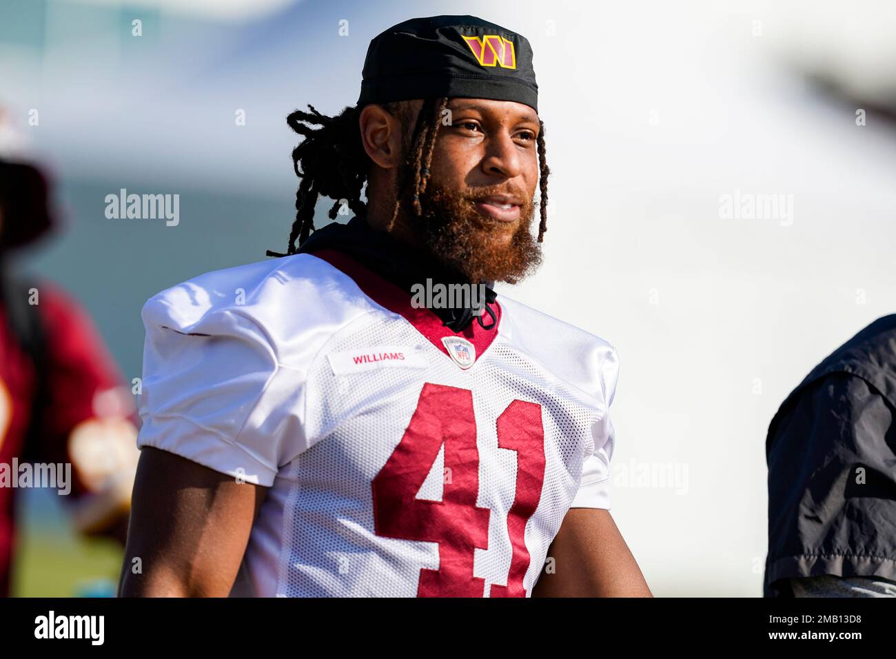 Washington Commanders running back Jonathan Williams (41) arrives for ...