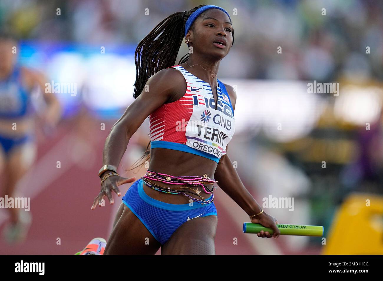Twanisha Terry, of the United States, wins the final in the women's ...