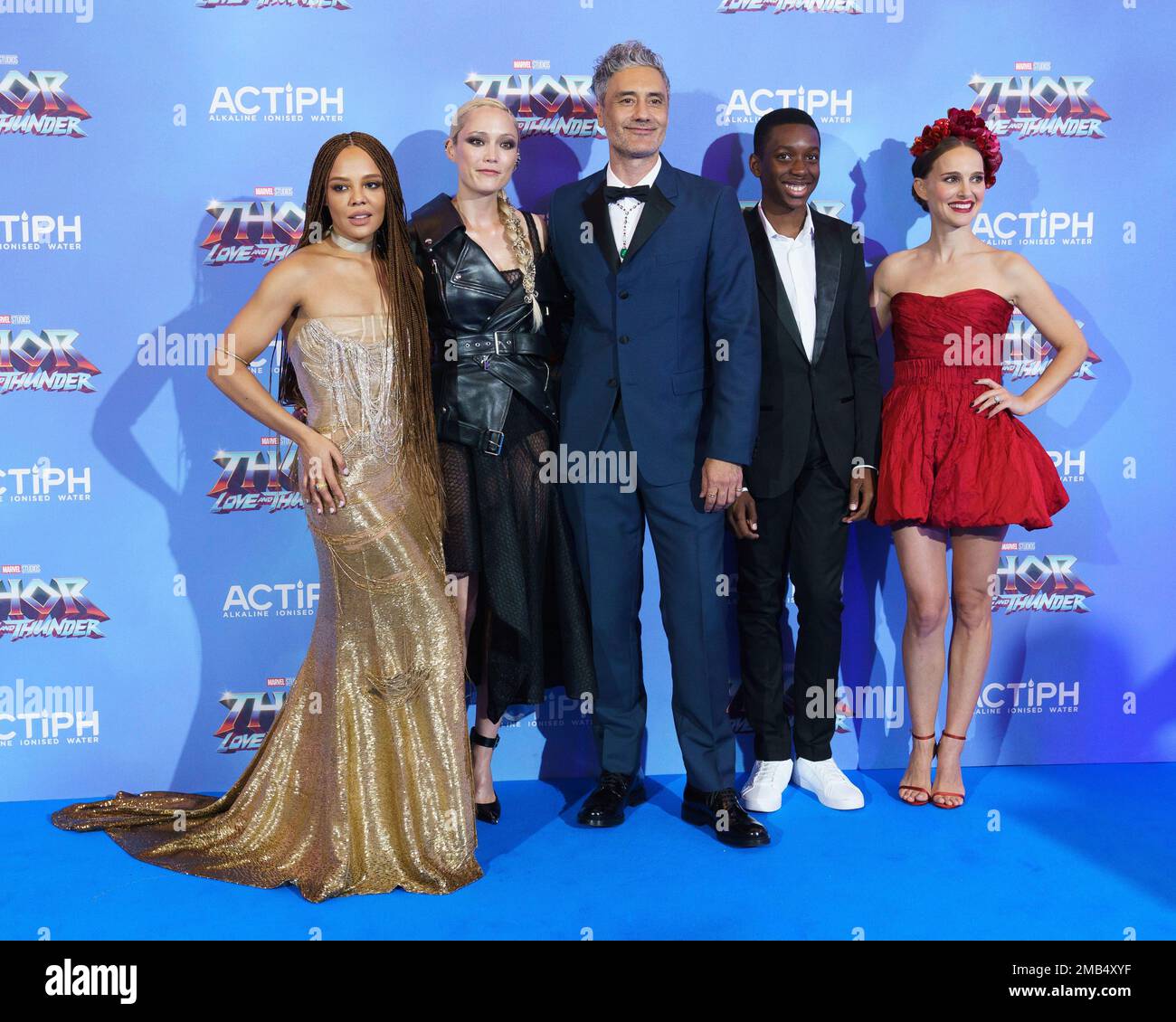 Tessa Thompson, from left, Pom Klementieff, director Taika Waititi ...