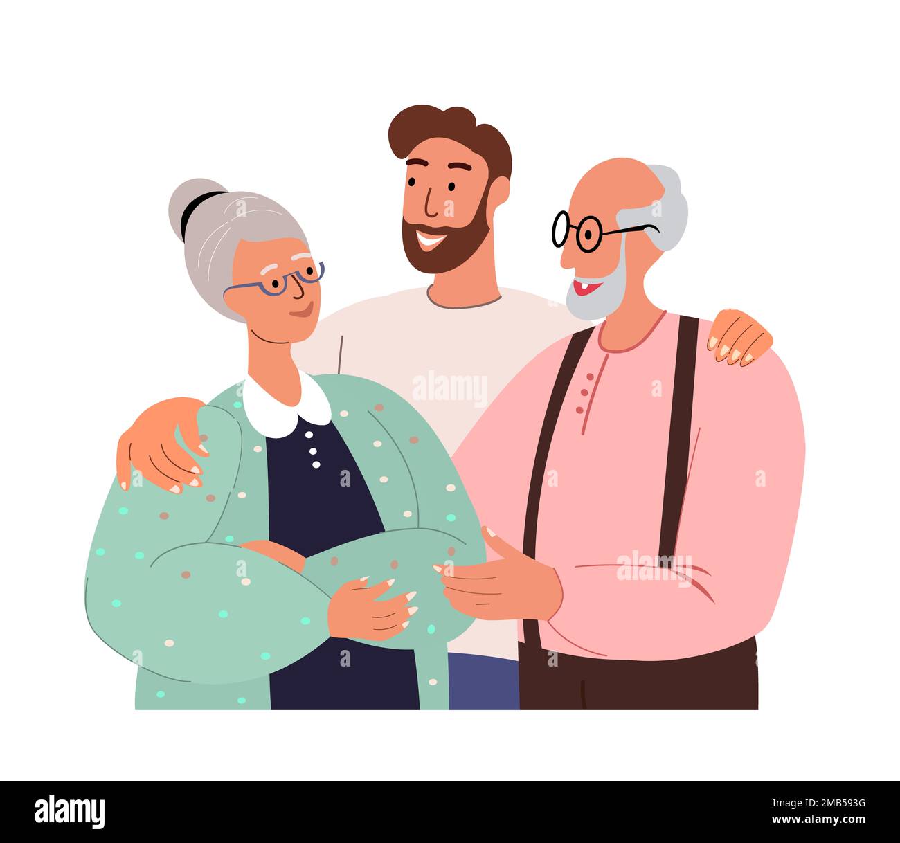 Portrait de soutien familial heureux et se câlin. Homme adulte ...