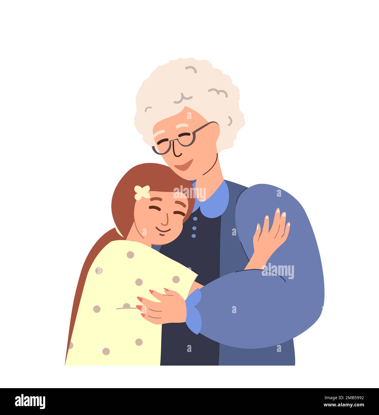 Grand-mère et fille enfant qui s'embrasse ensemble.Amour de grand-mère ...