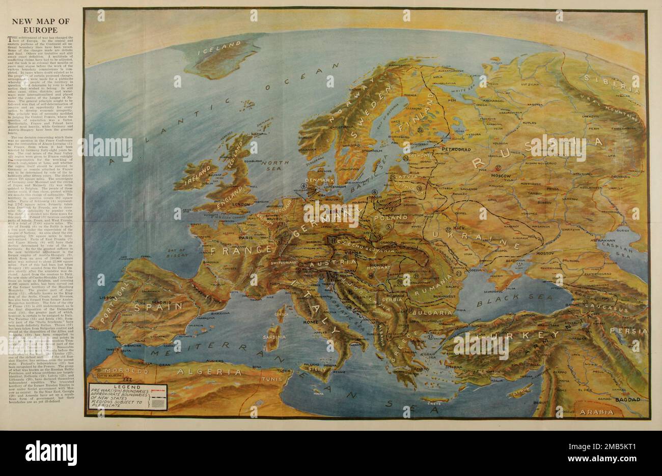 Nouvelle carte de l'Europe après 28 juin 1919 dans le livre The Story ...