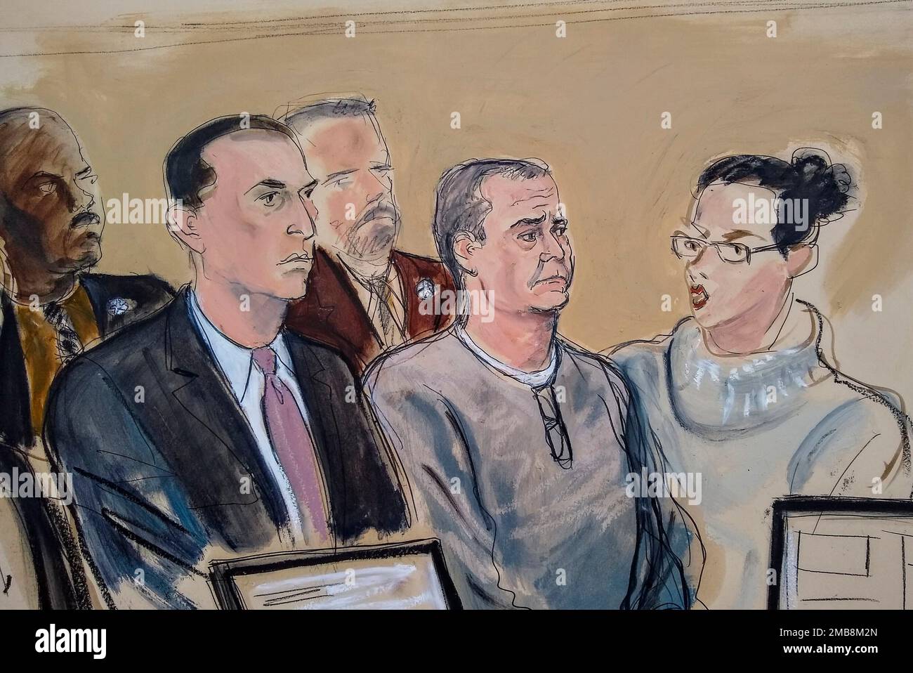 FILE- In this Jan 3, 2020 file courtroom sketch, defense attorney Cesar ...