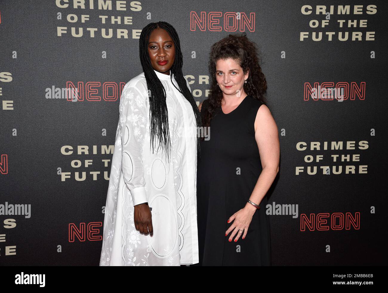 Ellie Foumbi, left, and Judit Stalter attend the "Crimes of the Future ...