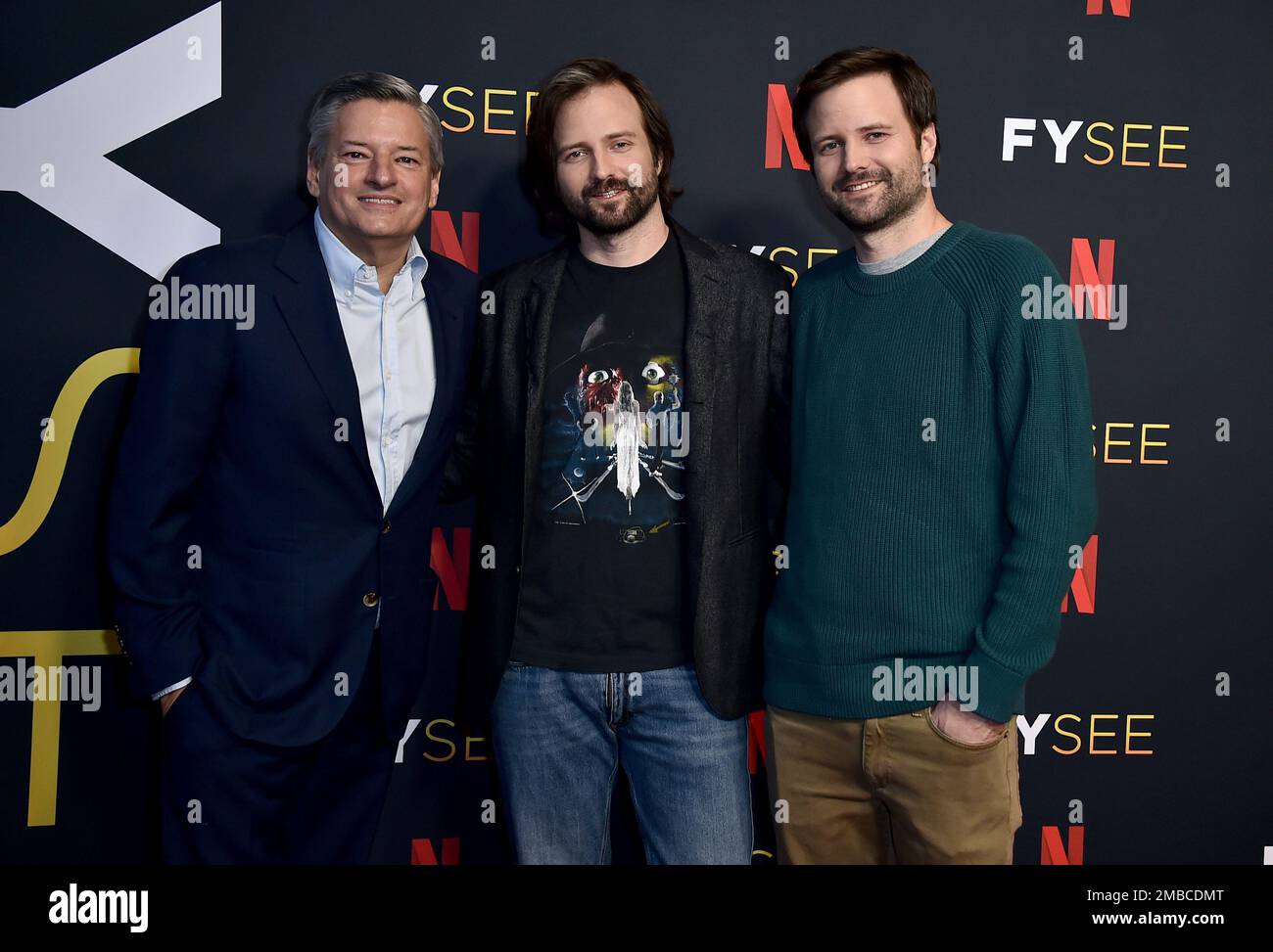 Matt Duffer, Ted Sarandos and Ross Duffer arrive at the "Stranger ...
