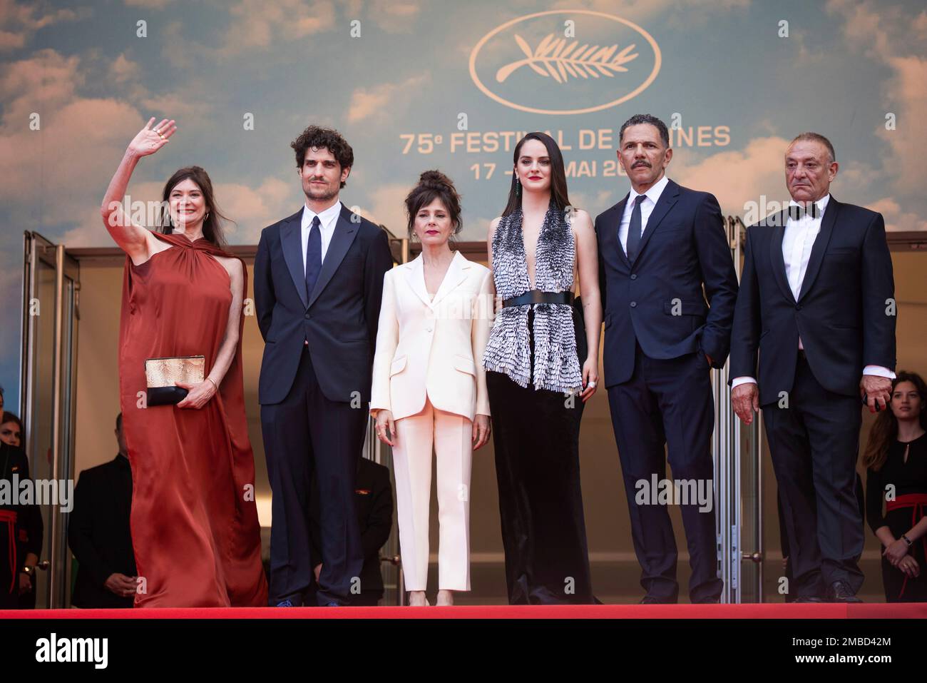 Producer Anne-Dominique Toussaint, from left, director Louis Garrel ...