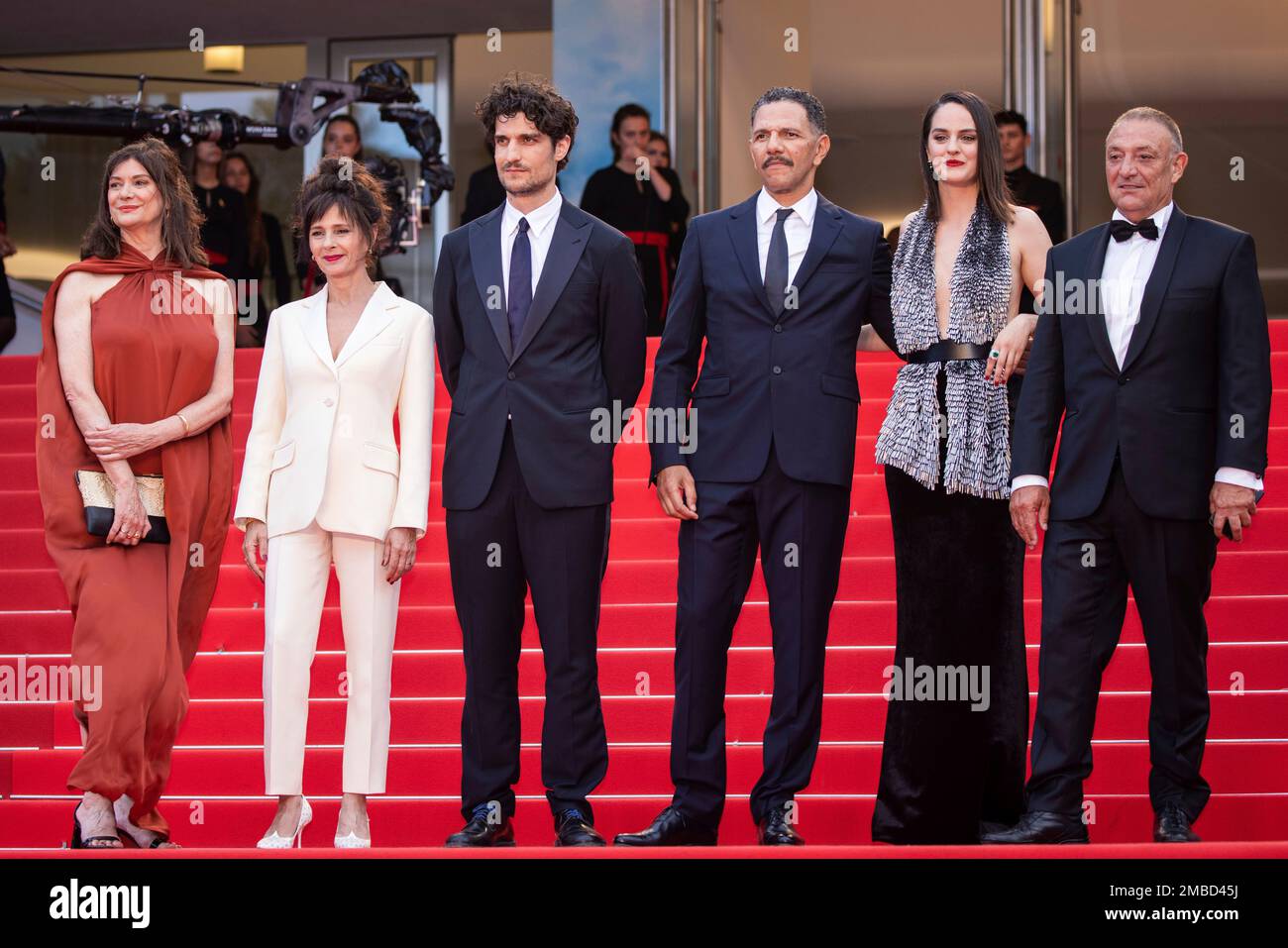Producer Anne-Dominique Toussaint, from left, director Louis Garrel ...