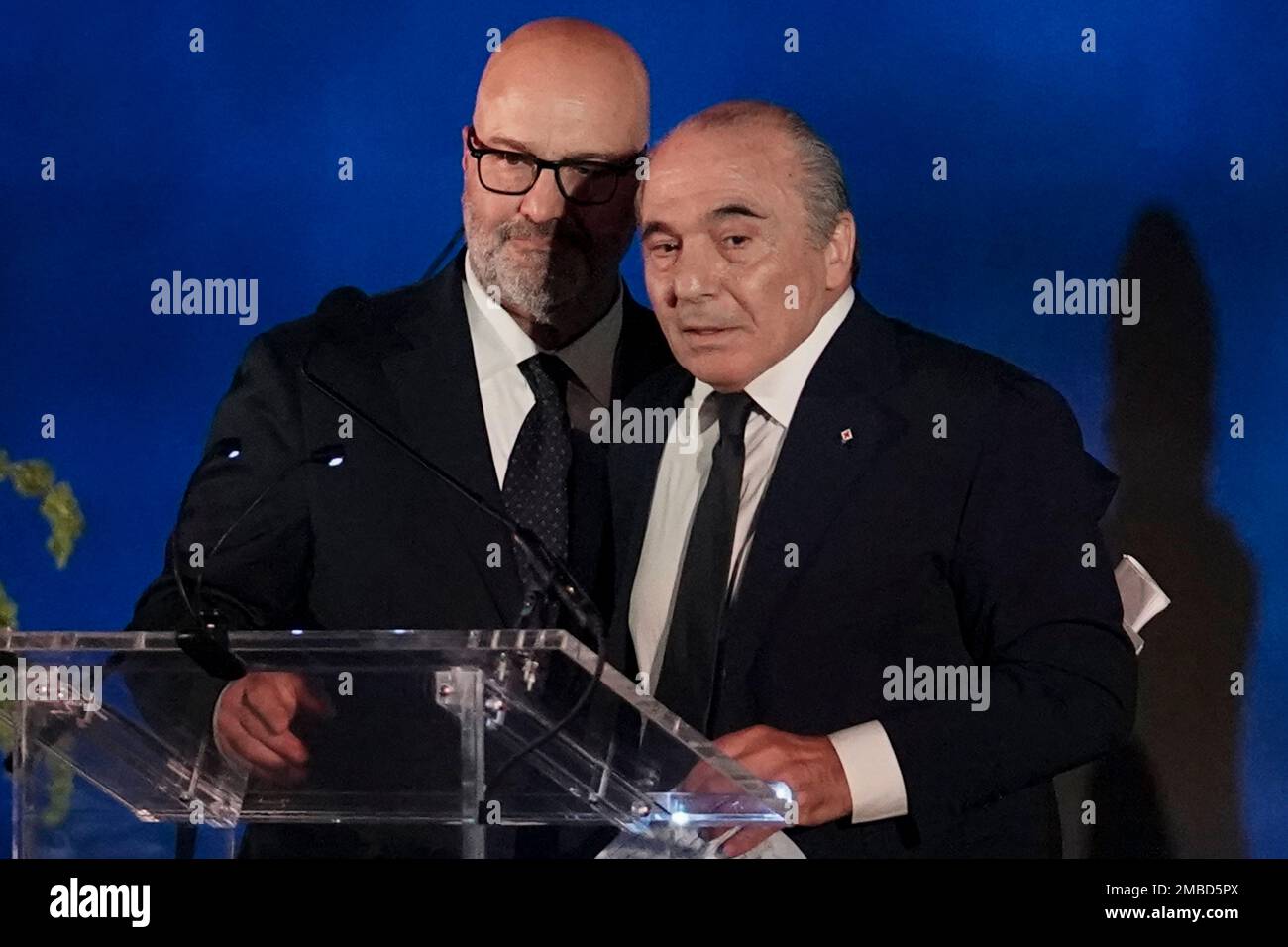 Rocco Commisso, right, president of Italy's ACF Fiorentina soccer club ...