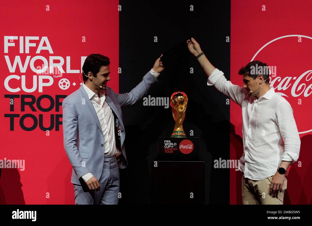 Former Brazilian player Kaká, left, and former Spanish player Iker ...