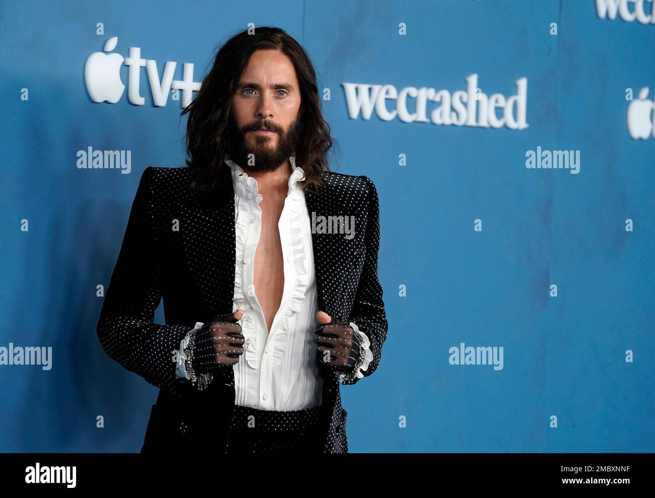 Jared Leto poses at the global premiere of the Apple TV+ miniseries ...