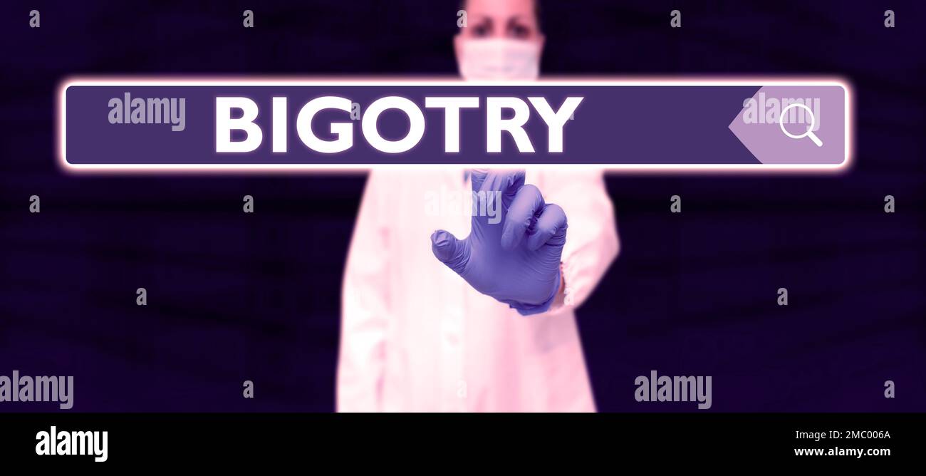Bigotry d'affichage conceptuel. Mot pour la dévotion obstinée ou intolérante à ses propres ...