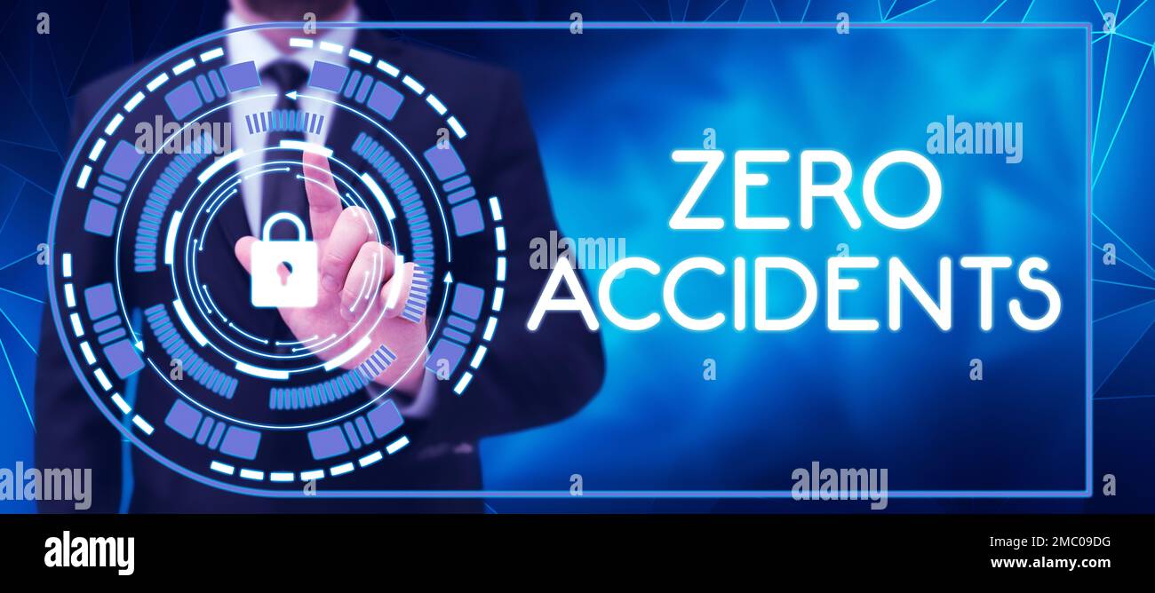 Texte d'écriture zéro accident. Concept signifiant une stratégie importante pour prévenir les ...