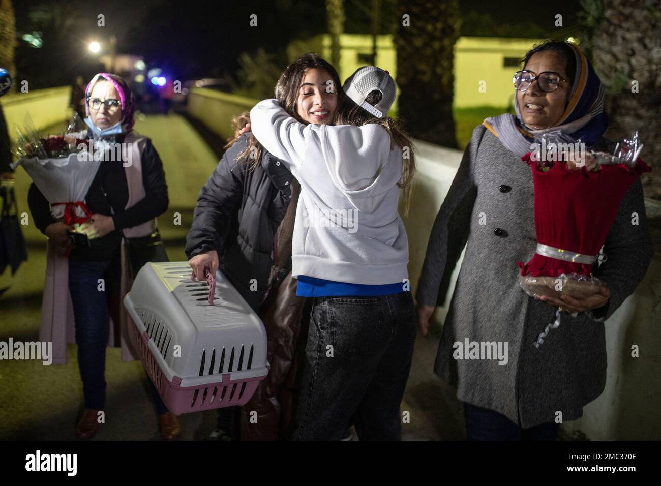 A Moroccan student studying in Ukraine and fleeing the war is embraced ...