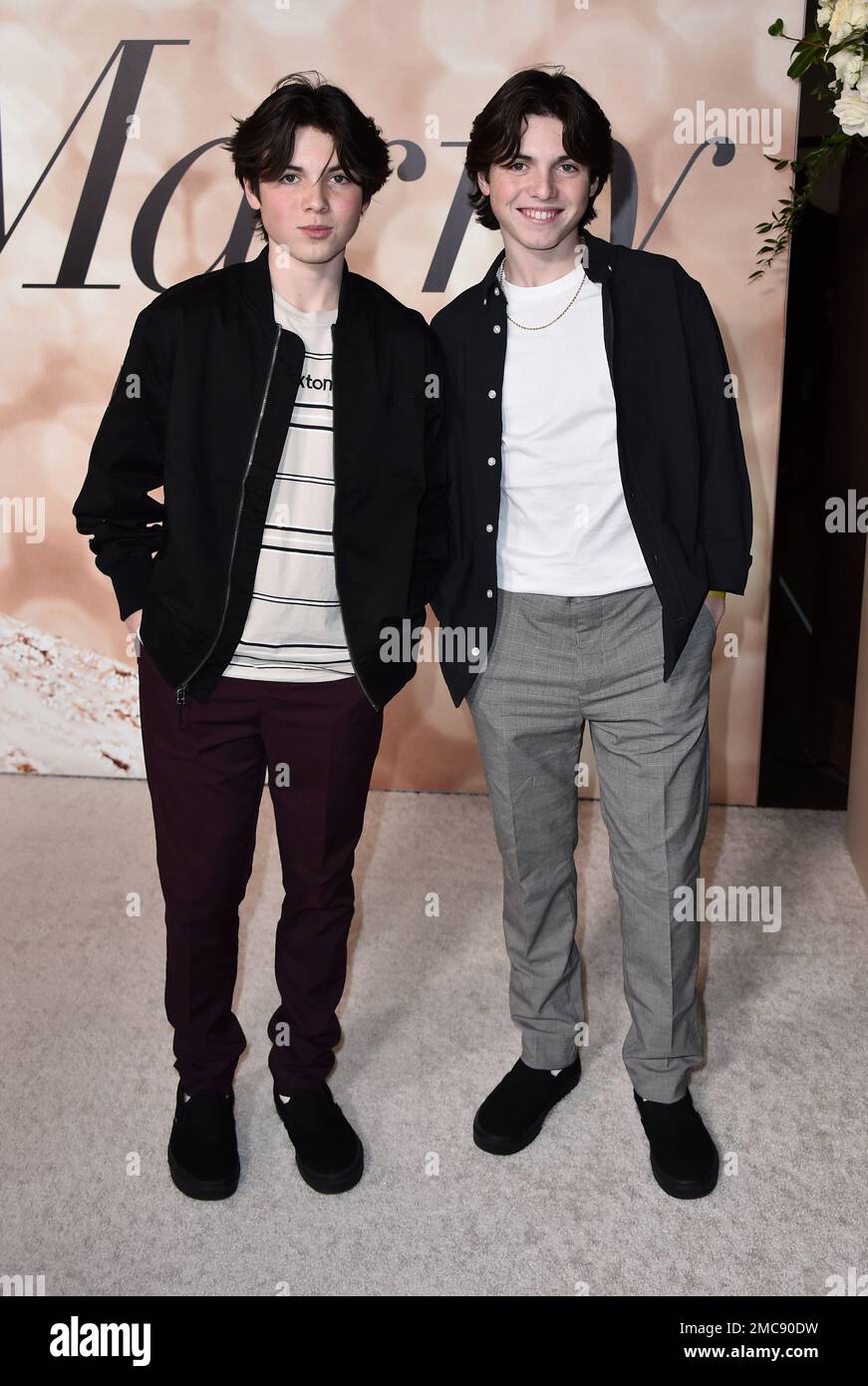 Brady Noon, left, and Connor Noon attend a photo call for a special ...