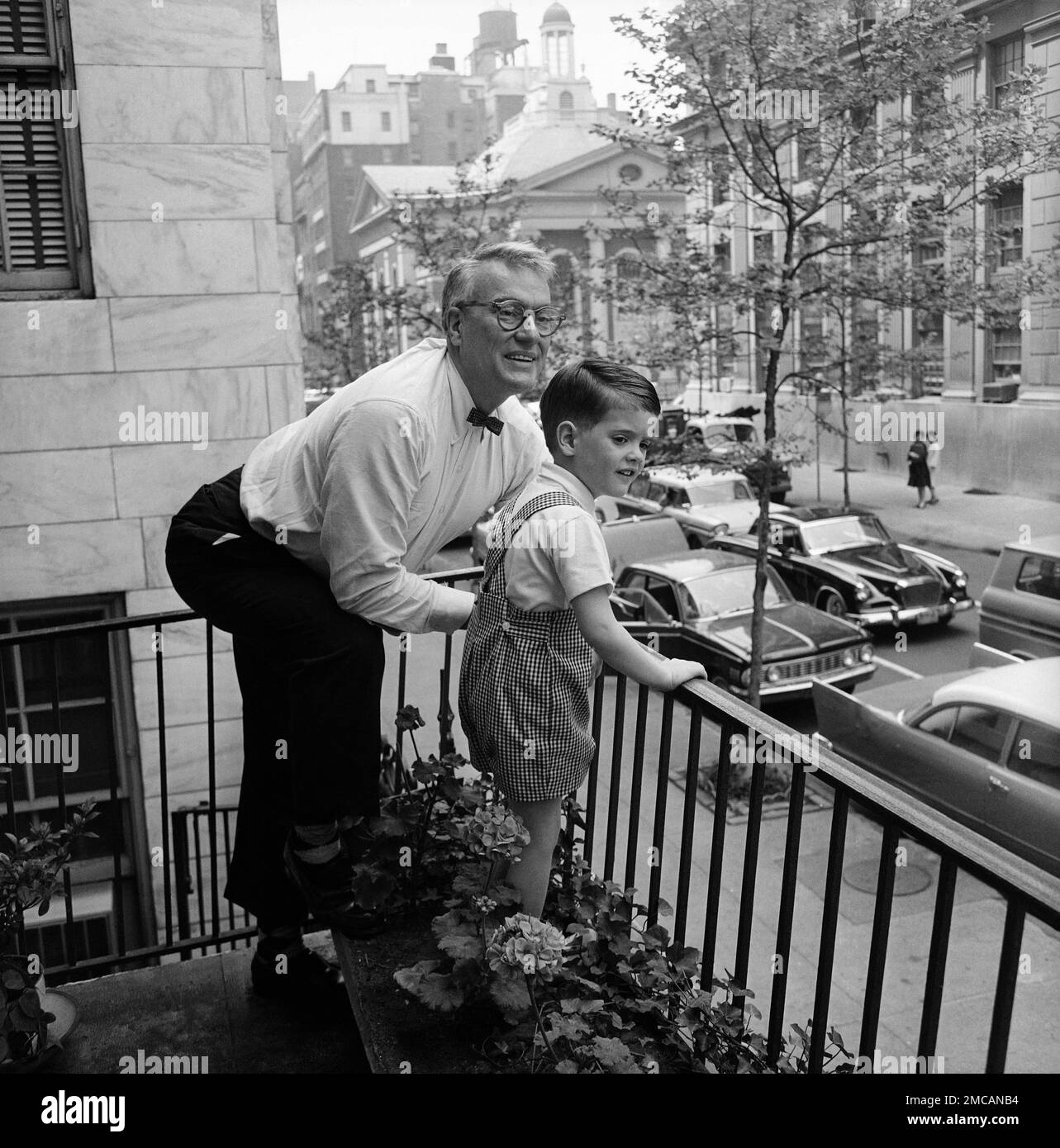 Their "front porch" gives Dave Garroway and his son, David, 4, a view ...