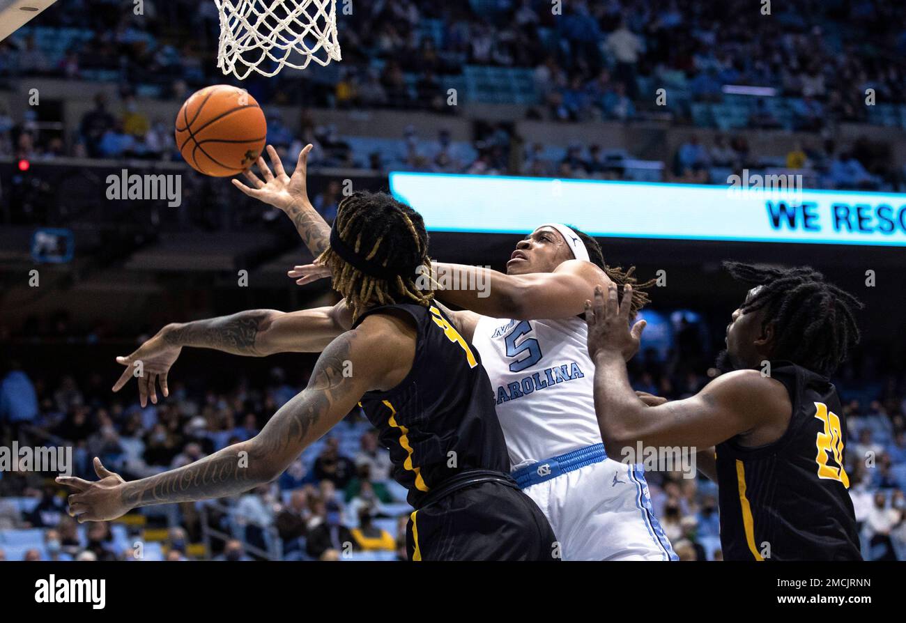 North Carolina's Armando Bacot (5) shoots between Appalachian State's ...
