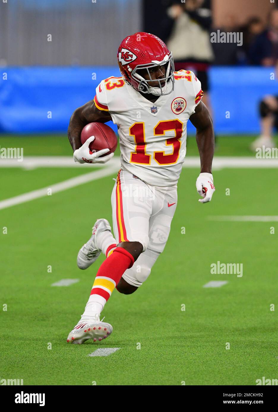 Kansas City Chiefs wide receiver Byron Pringle (13) returns a kick in ...