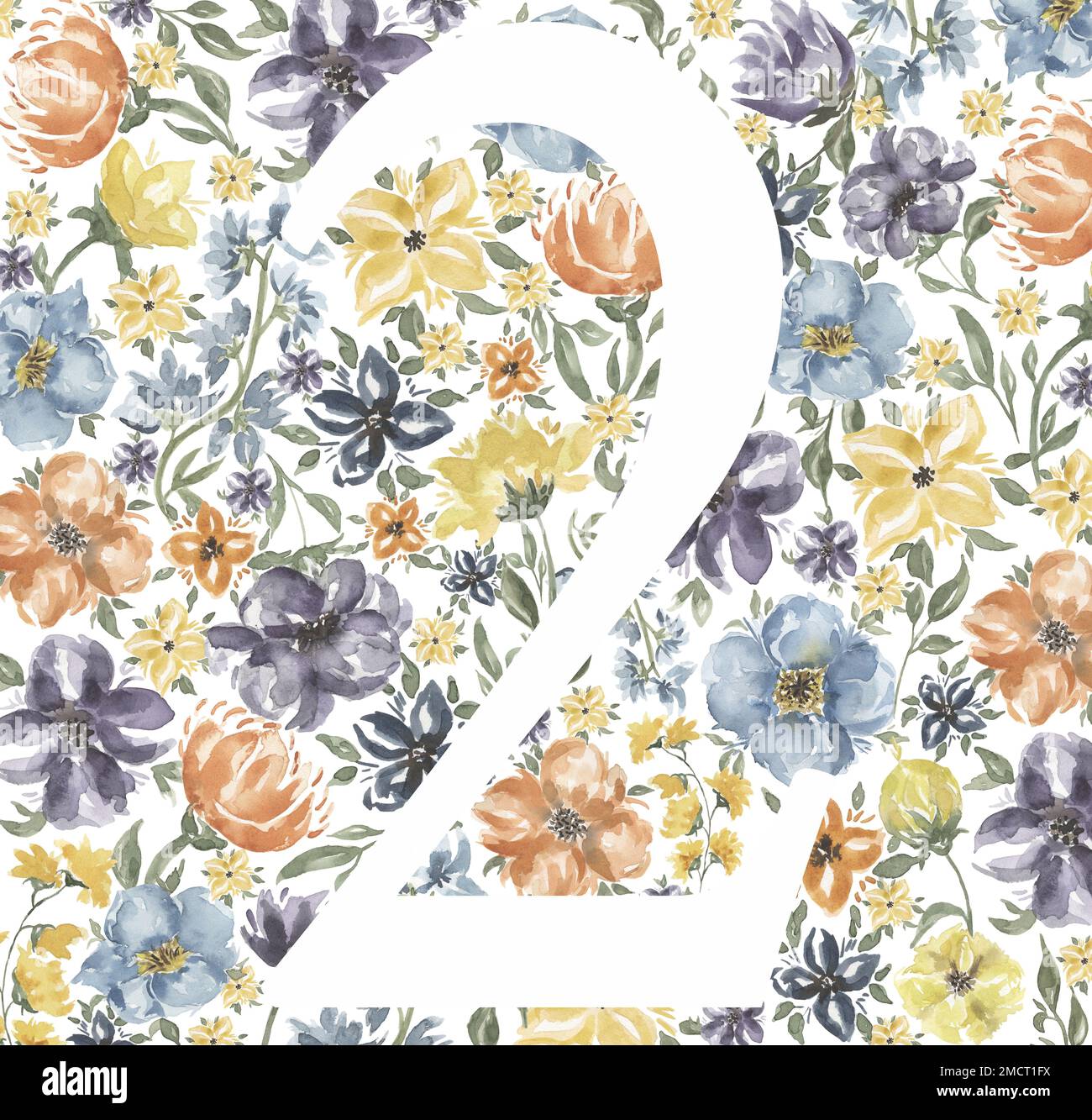 Fleurs sauvages numéros, Clipart florale, Watercolor Meadow fleurs deux ...