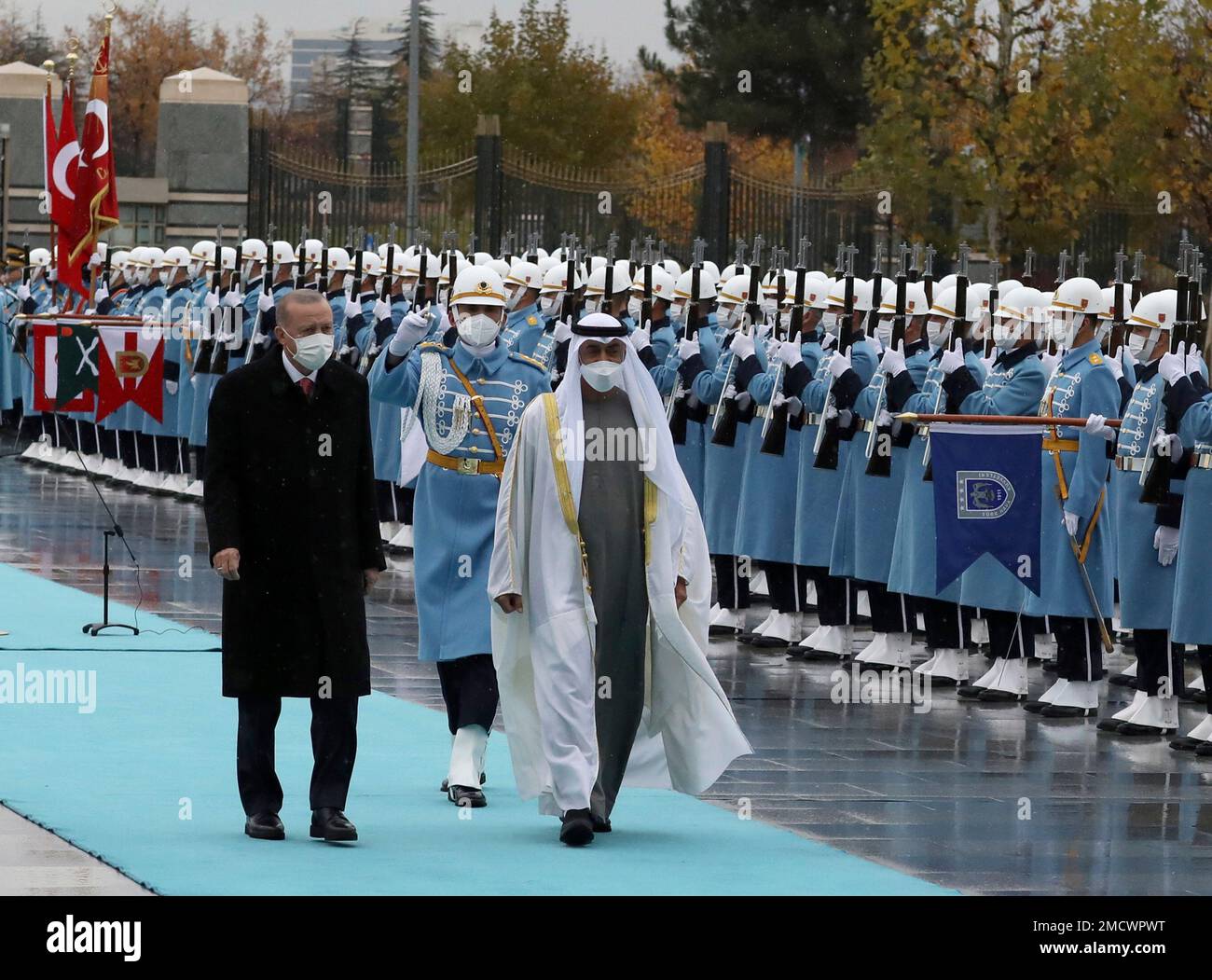 Turkey's President Recep Tayyip Erdogan, left, and Sheikh Mohammed bin ...