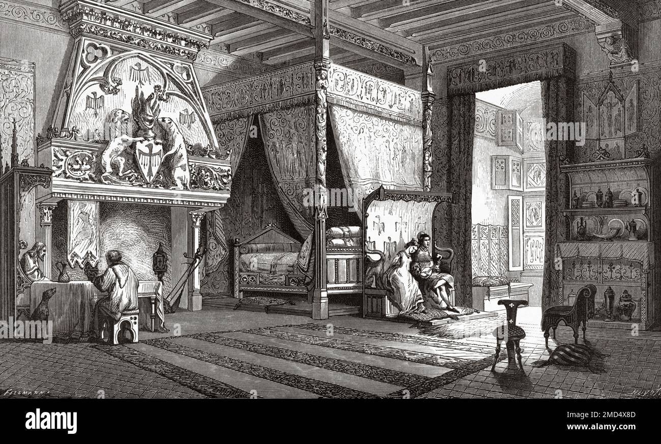 Chambre d'habitation d'un seigneur du 14th siècle. Les arts du Moyen ...