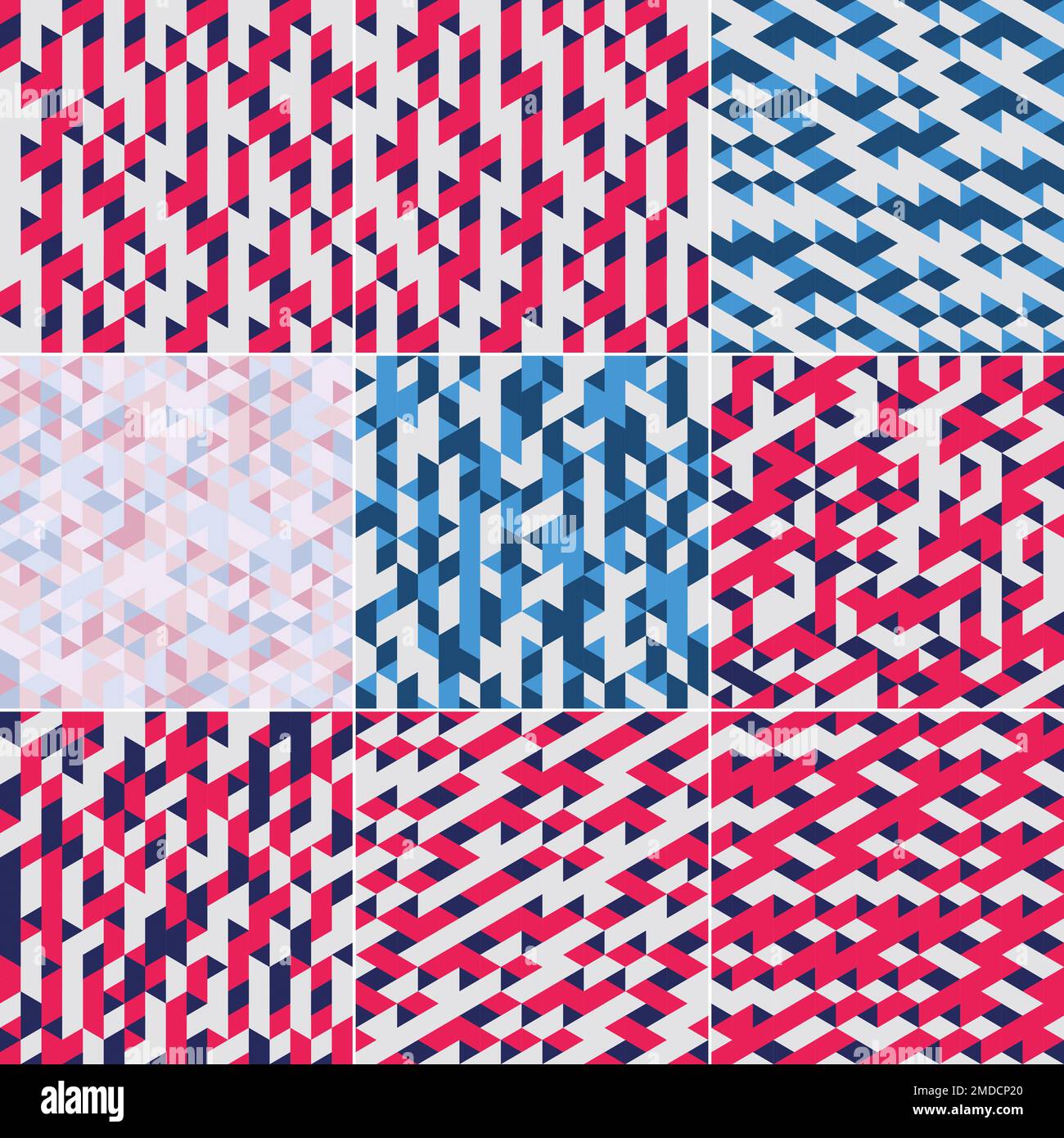 Ensemble de modèles avec triangles dégradés colorés dans les positions ...