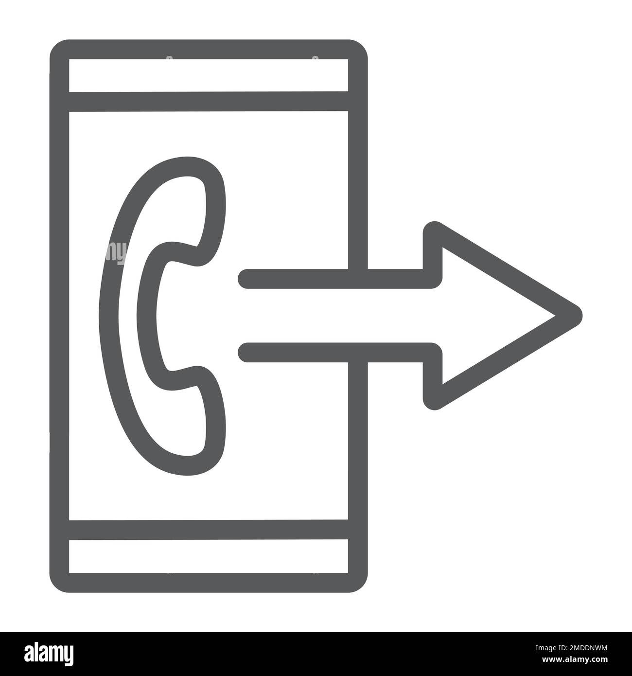 Icône de ligne d'appel sortant, smartphone et sonnerie, symbole de ...