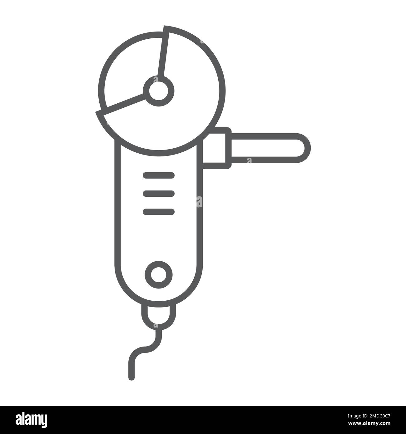 Meuleuse d'angle icône de ligne fine, outil et équipement, symbole de ...