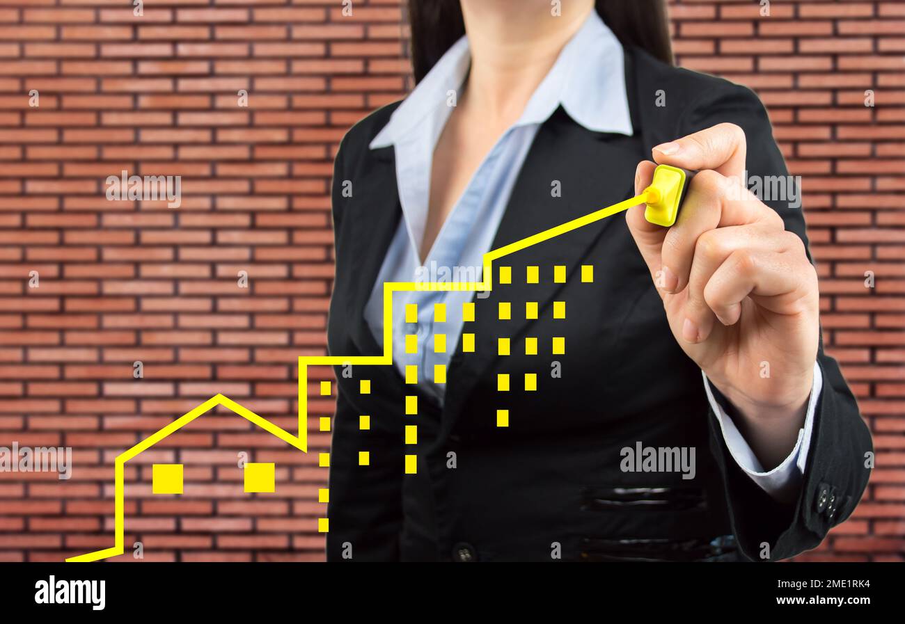 femme d'affaires fait une tendance positive dans l'investissement ...