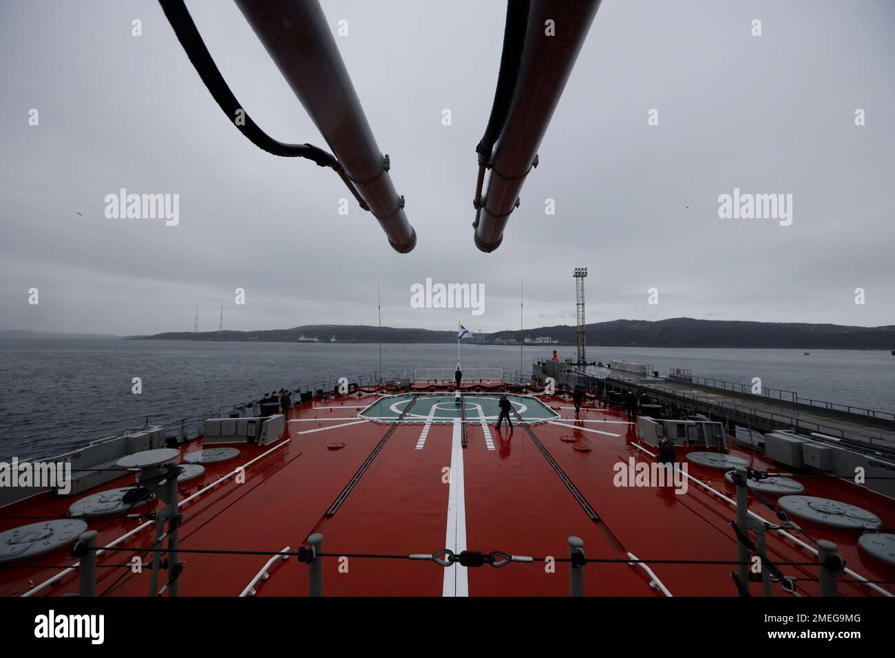 A view from the board of the Northern Fleet's flagship, the Pyotr ...