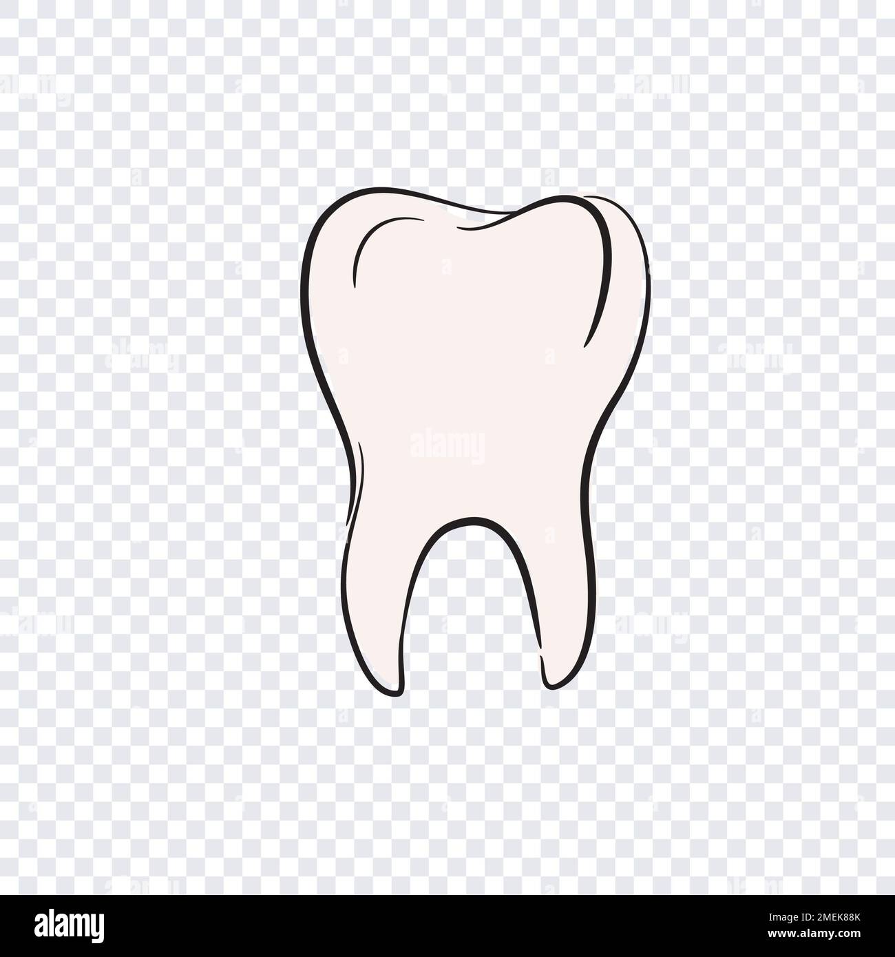 Dent isolée. Dessin de dessin au trait de dent dessiné à la main. Icône ...