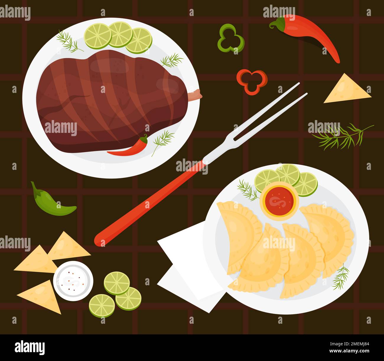 cuisine latino-américaine. Cuisse de porc poêlée viande grillée et ...