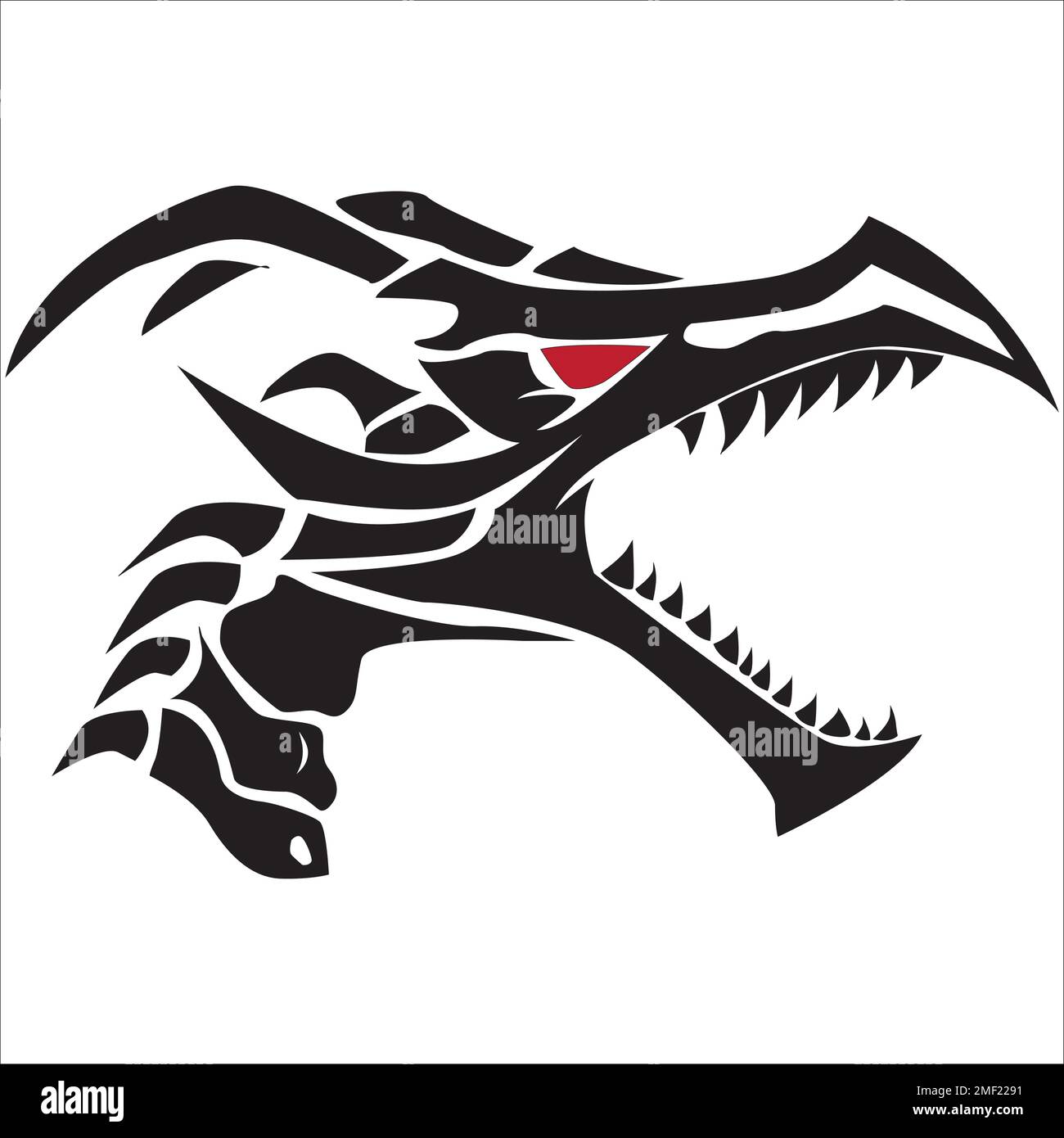 Tête de dragon noire avec yeux rouges isolés sur un fond blanc pour la ...