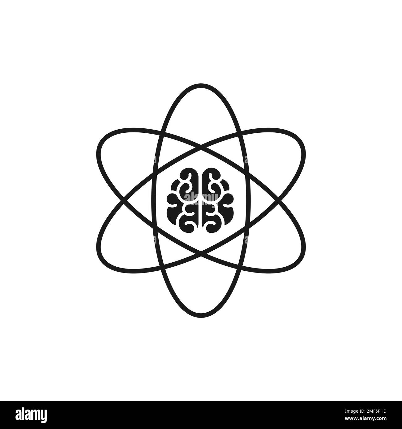 icône cerveau à l'intérieur de l'atome. Intellect, psychologie, savoir ...