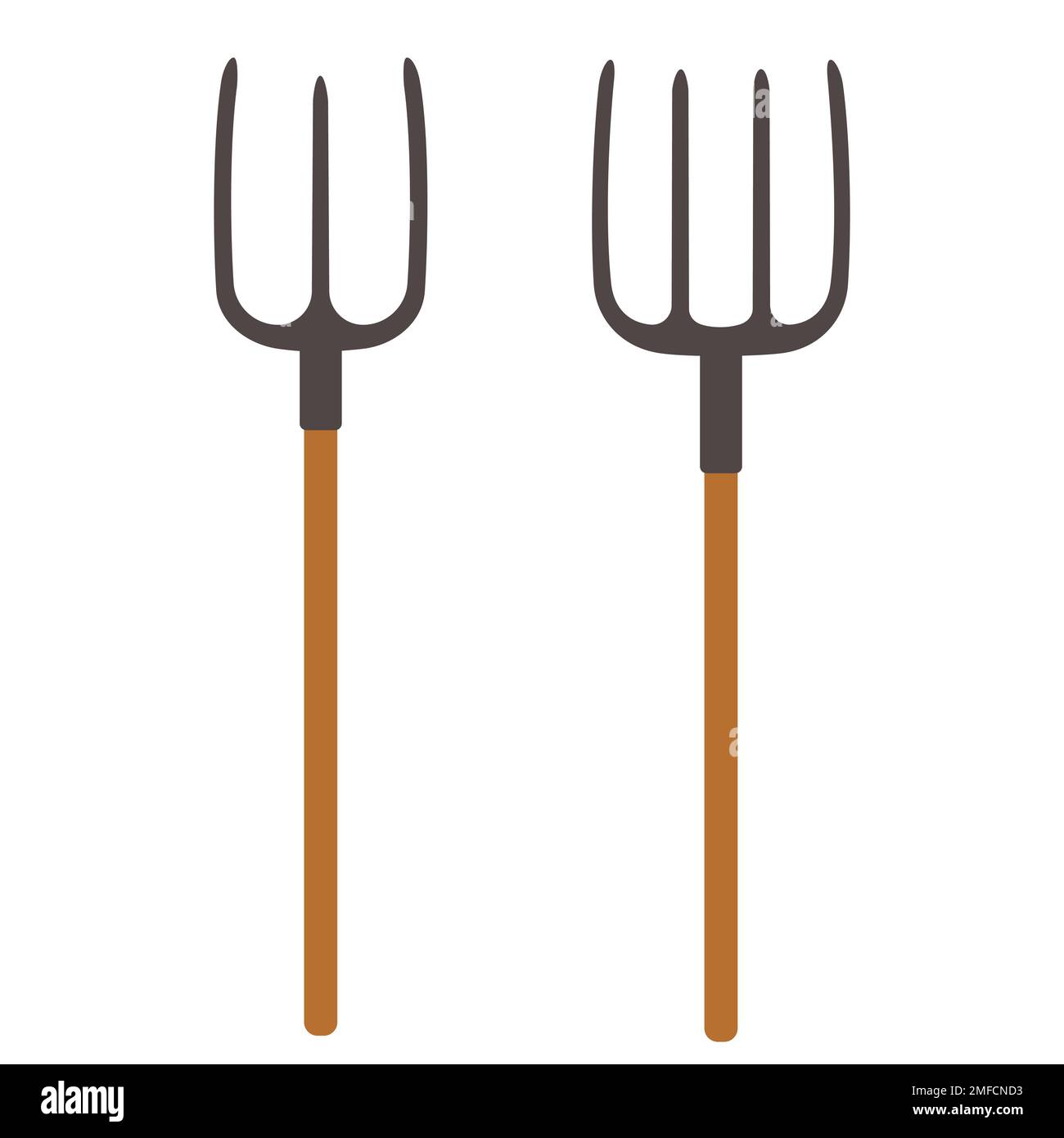 Deux fourches avec 3 et 4 broches, illustration vectorielle isolée ...