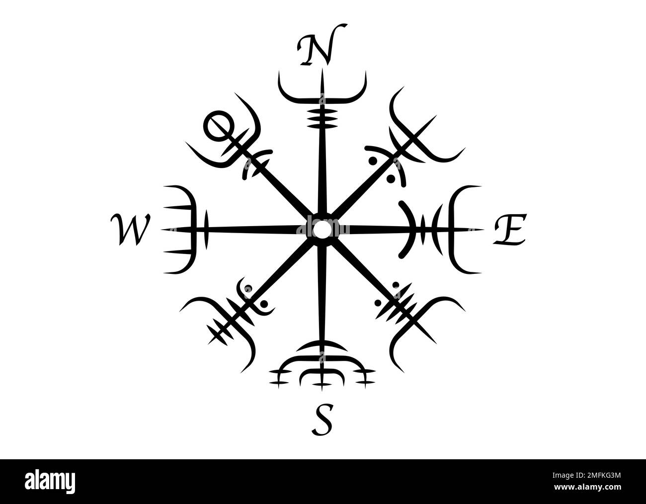 Viking Pagan Asatru Boussole, Vegvisir vent rose, navigation compas ...