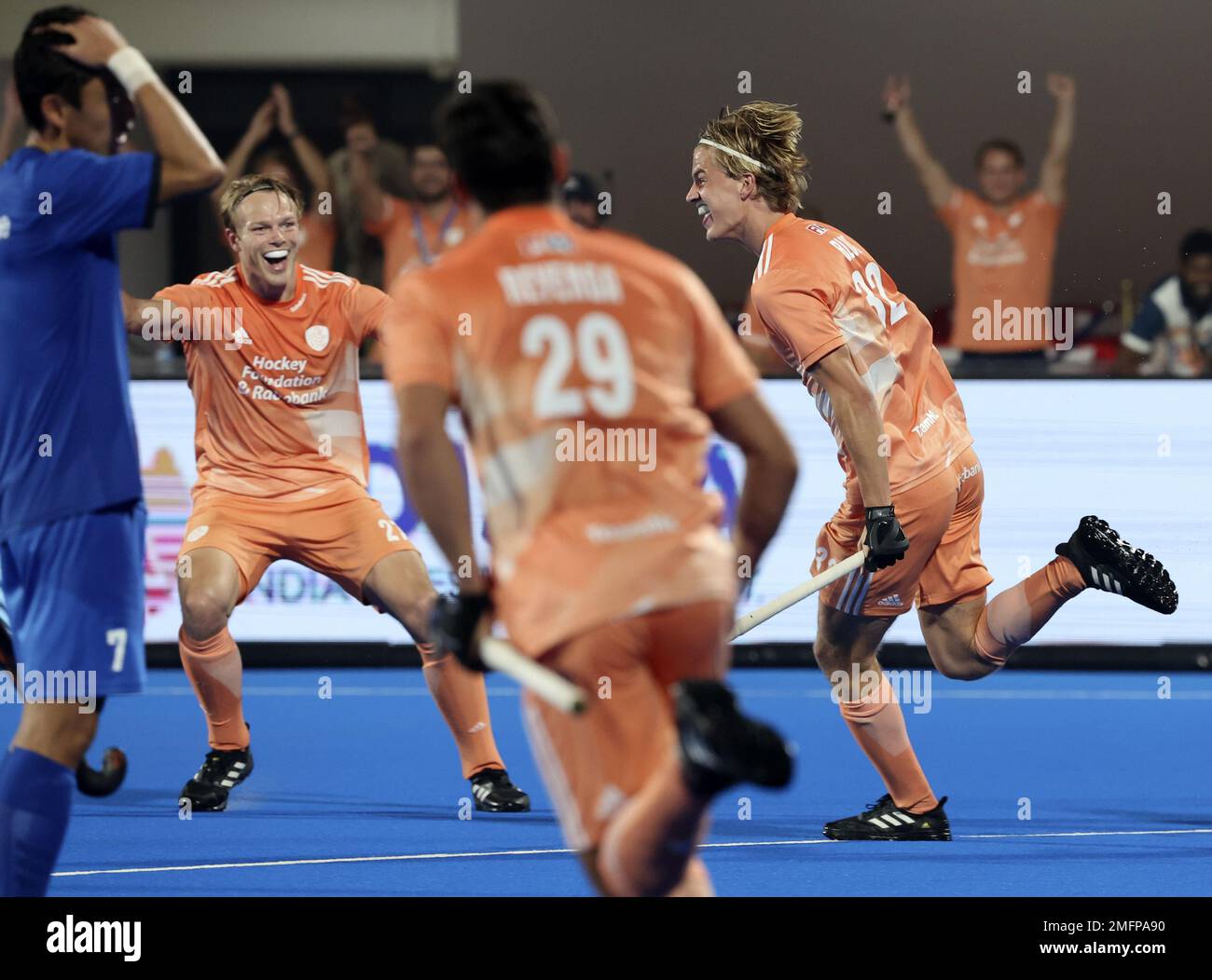 BHUBANESWAR - Justen Blok (NED) célèbre sa victoire 3-0 contre la Corée ...