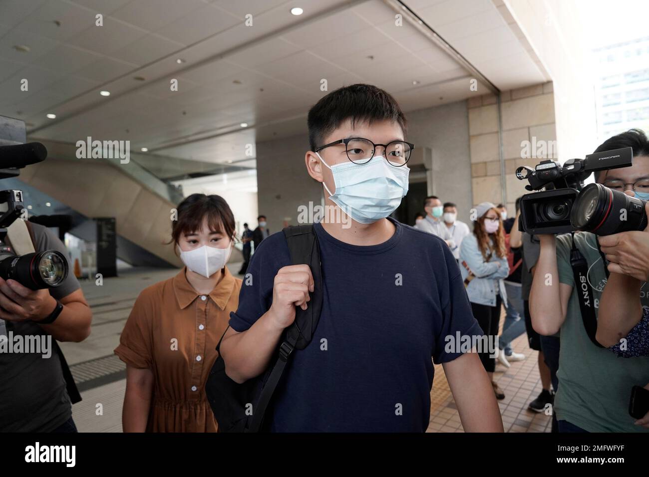 Pro Democracy Activists Joshua Wong Right And Tiffany Yuen Ka Wai