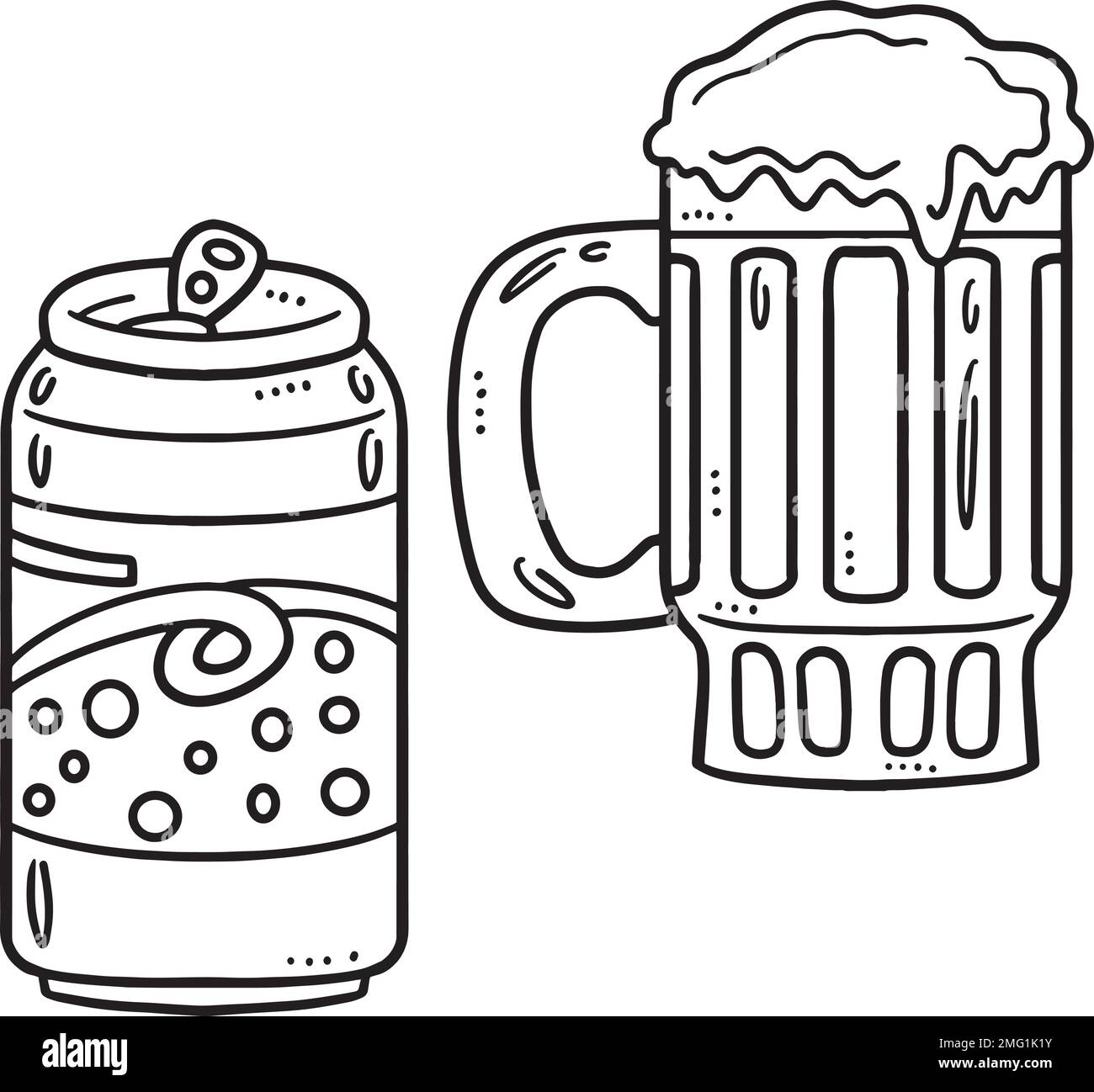 Page de coloriage isolée de la boîte à bière et de la boîte à boissons ...