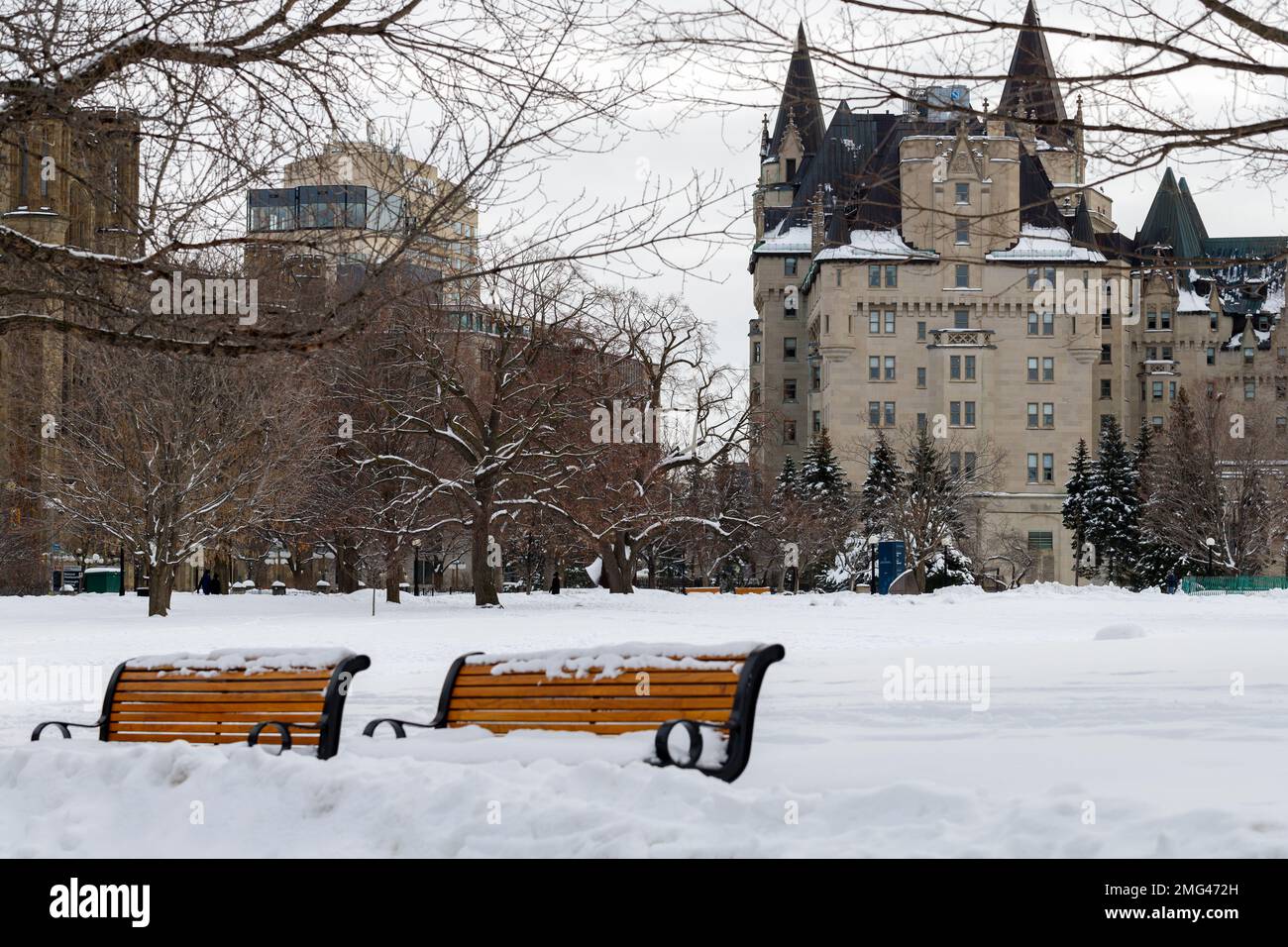 Ottawa, Canada - 23 janvier 2023 : le parc Major's Hill et l'hôtel ...