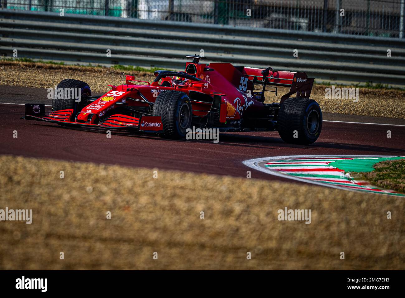 #55 Carlos Sainz, Scuderia Ferrari lors d'un essai avec l'ancienne Ferrari SF-21 2021 à Fiorano ...