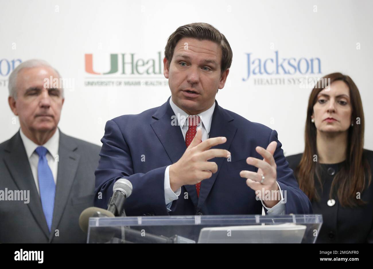 Florida Gov. Ron DeSantis, center, speaks as Lieutenant Governor ...