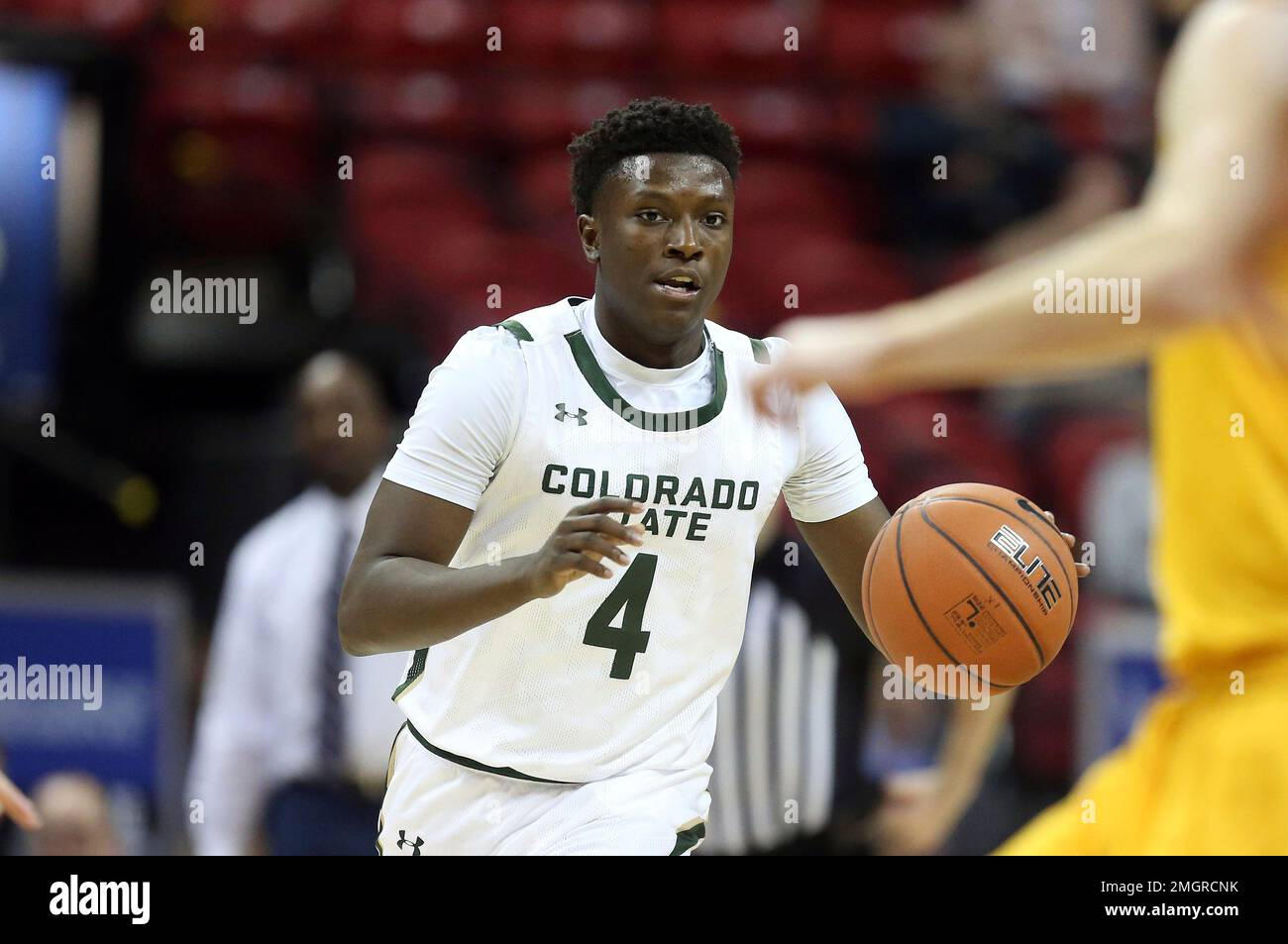 Colorado State's Isaiah Stevens plays against Wyoming during the first ...